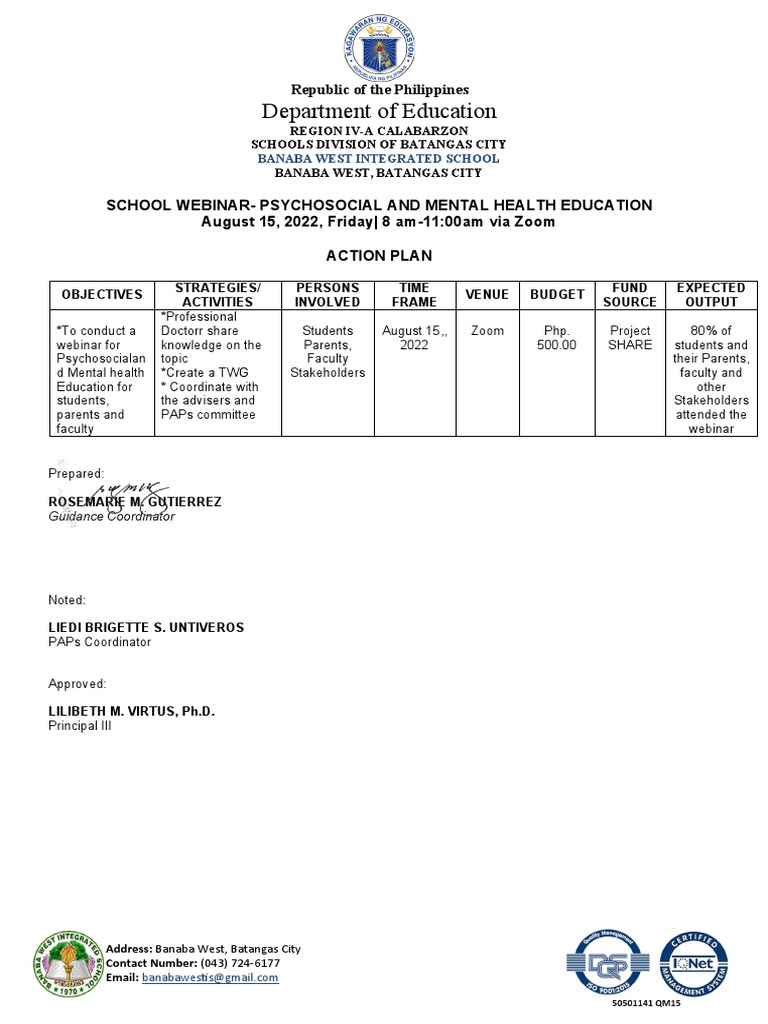 Banaba West School Mental Health Webinar | PDF