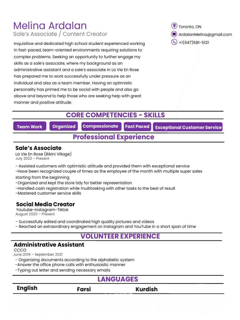 Melina Resume 2022 | PDF