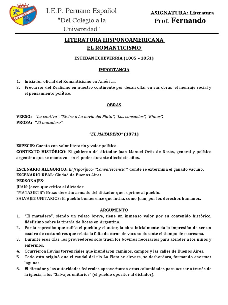 I.E.P. Peruano Español ": Fernando Chirinos O | PDF