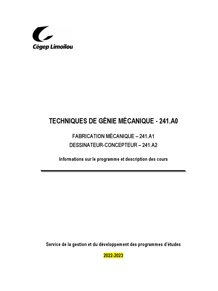 Techniques de Génie Mécanique - 241.A0 | PDF | Machine-outil à commande ...