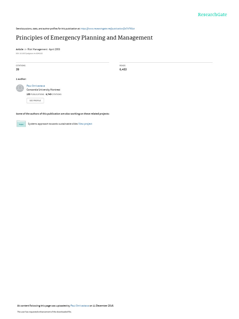 Principles of Emergency Planning and Management | PDF | Emergency ...