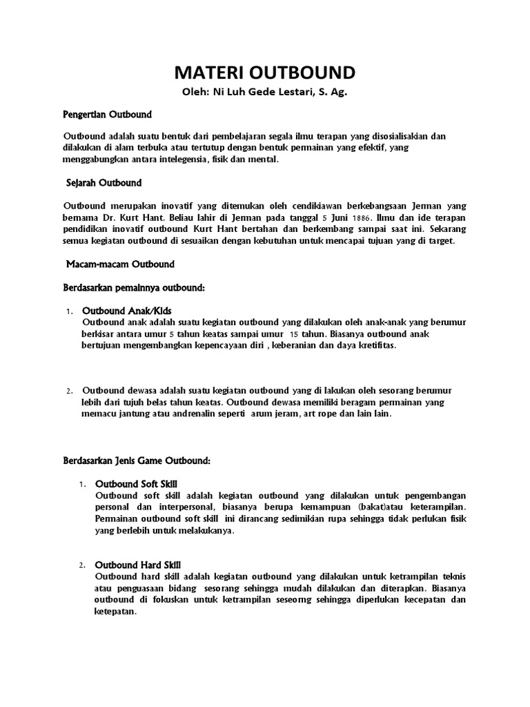 Materi Outbound | PDF