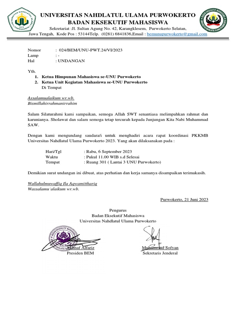 24 - Undangan Rapat Hima & Ukm | PDF