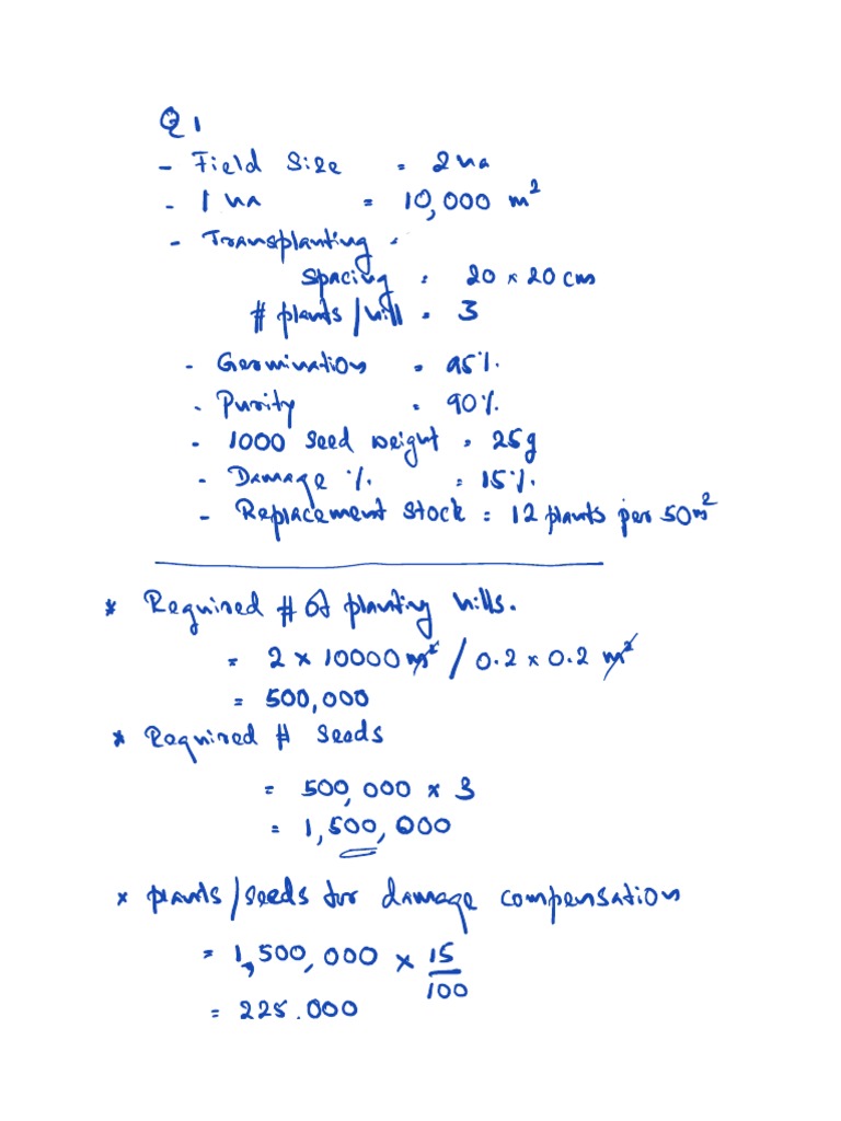 Seed Rate Calculation Example | PDF