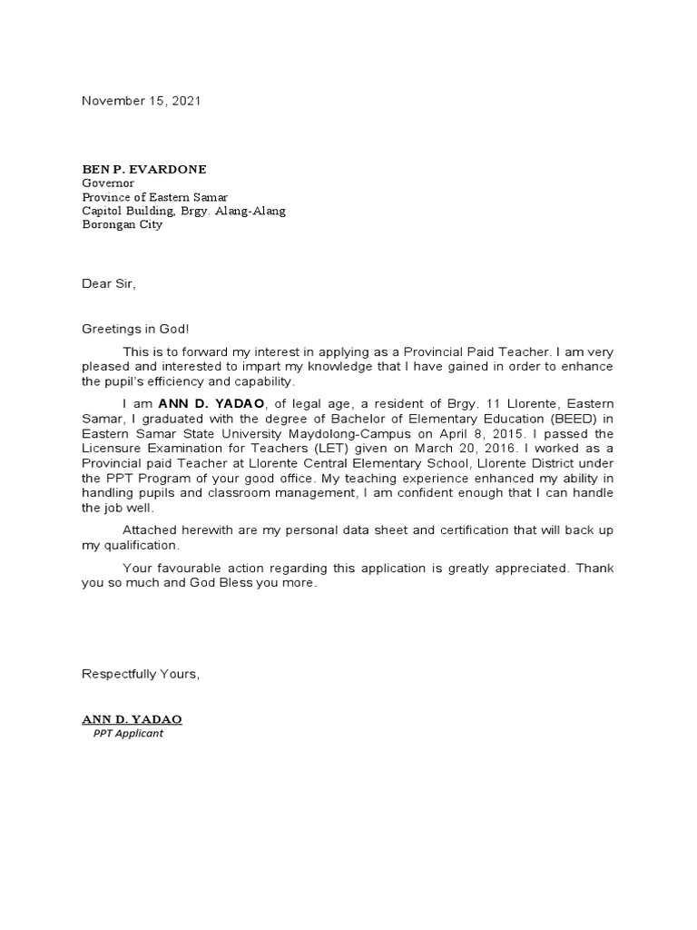 Application Letter Sample | PDF