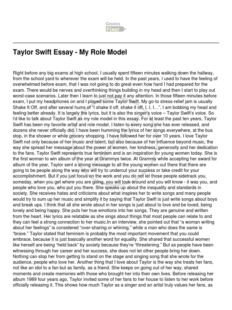 Taylor Swift: My Inspiring Role Model | PDF | Poetry