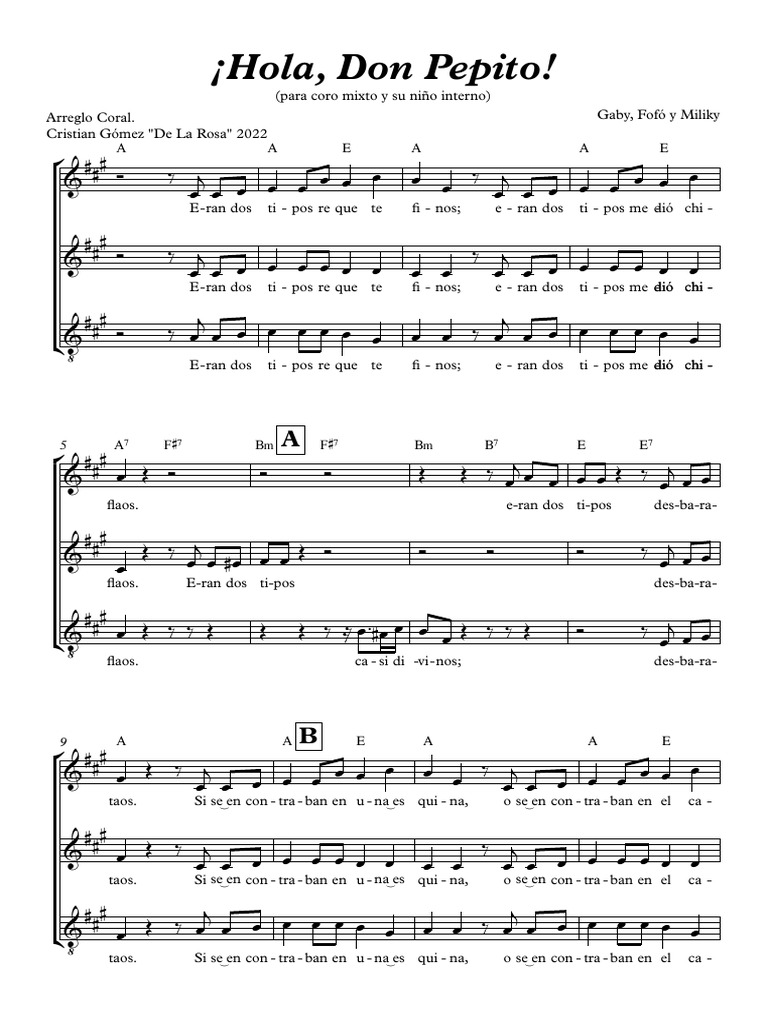 ¡Hola, Don Pepito!!!! - Copia - Partitura Completa | PDF
