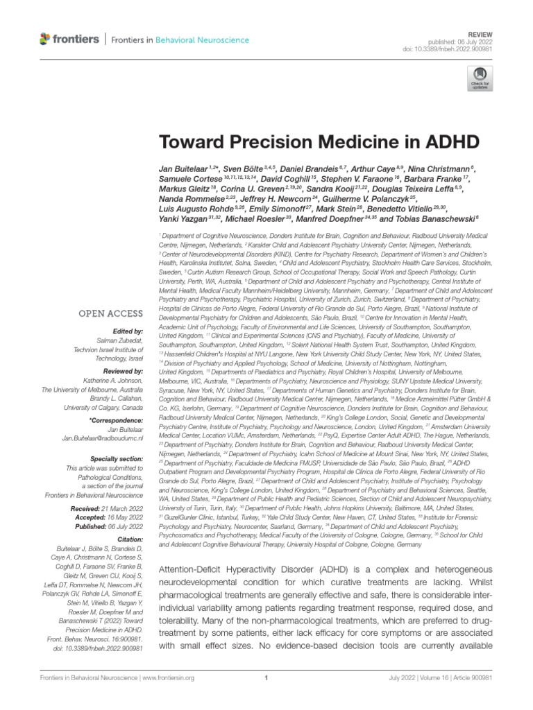 Toward Precision Medicine in ADHD | PDF | Attention Deficit ...