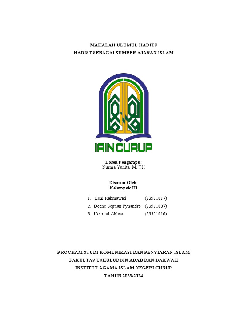 Kedudukan Hadis dalam Hukum Islam | PDF