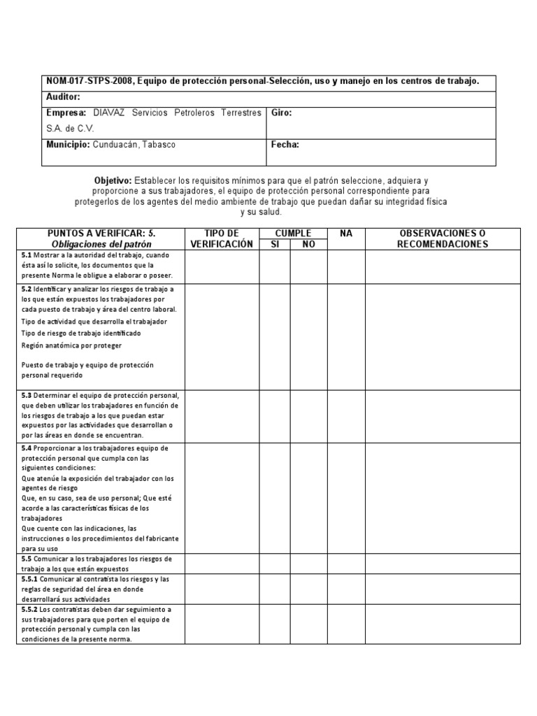 Requisitos NOM-017 para EPP en Trabajo | PDF