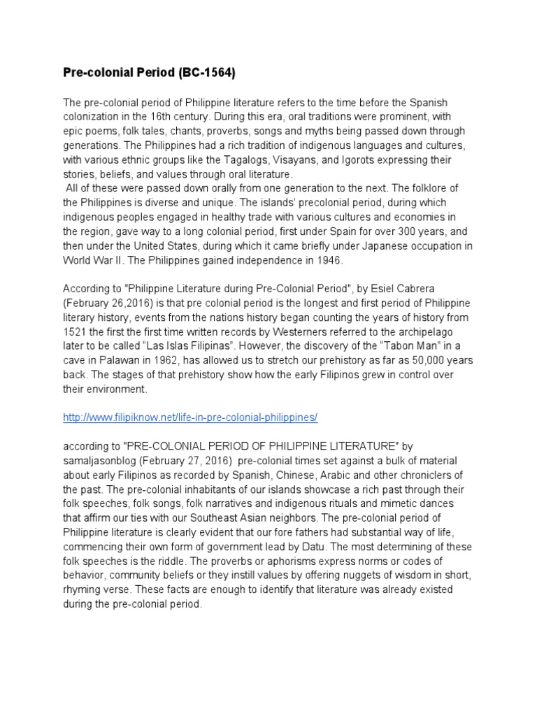 Pre Colonial Period | PDF | Philippines | Folklore