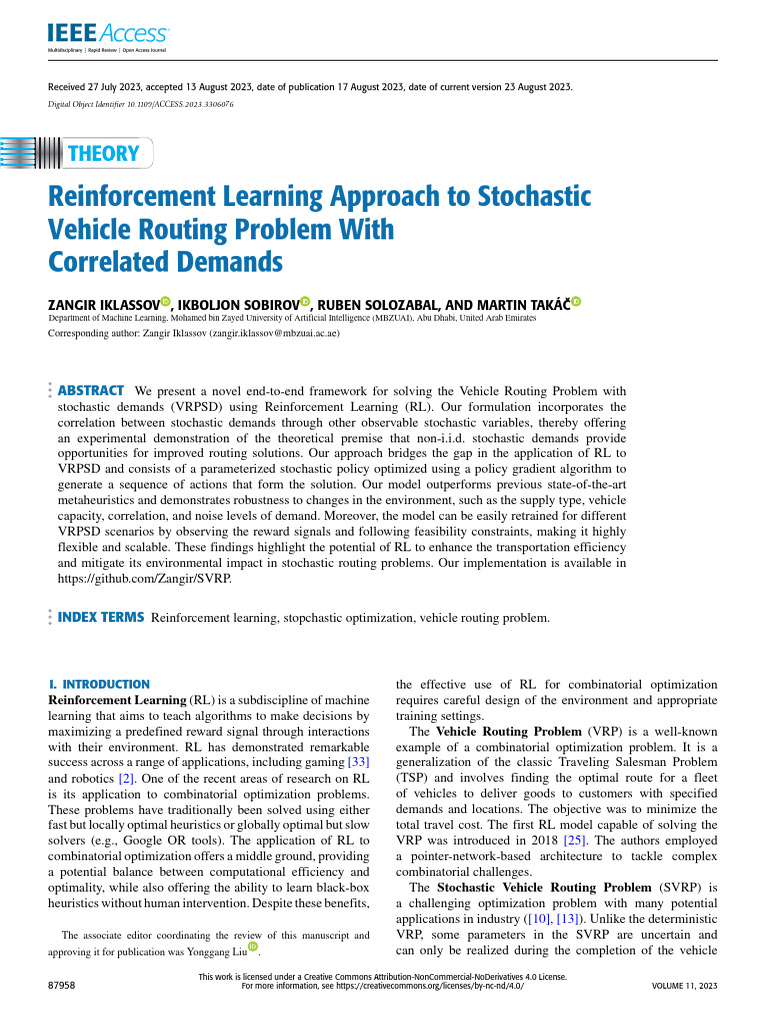 Reinforcement Learning Approach To Stochastic Vehicle Routing Problem ...
