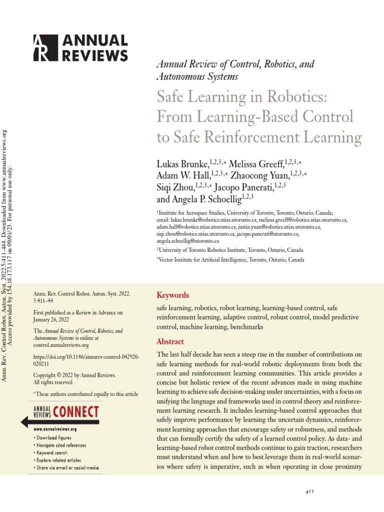 Safe Learning in Robotics_From Learning-Based Control to Safe Reinforcement Learning | PDF ...