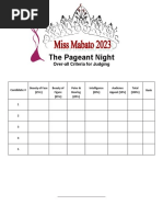 Score Sheet For Pageant | PDF