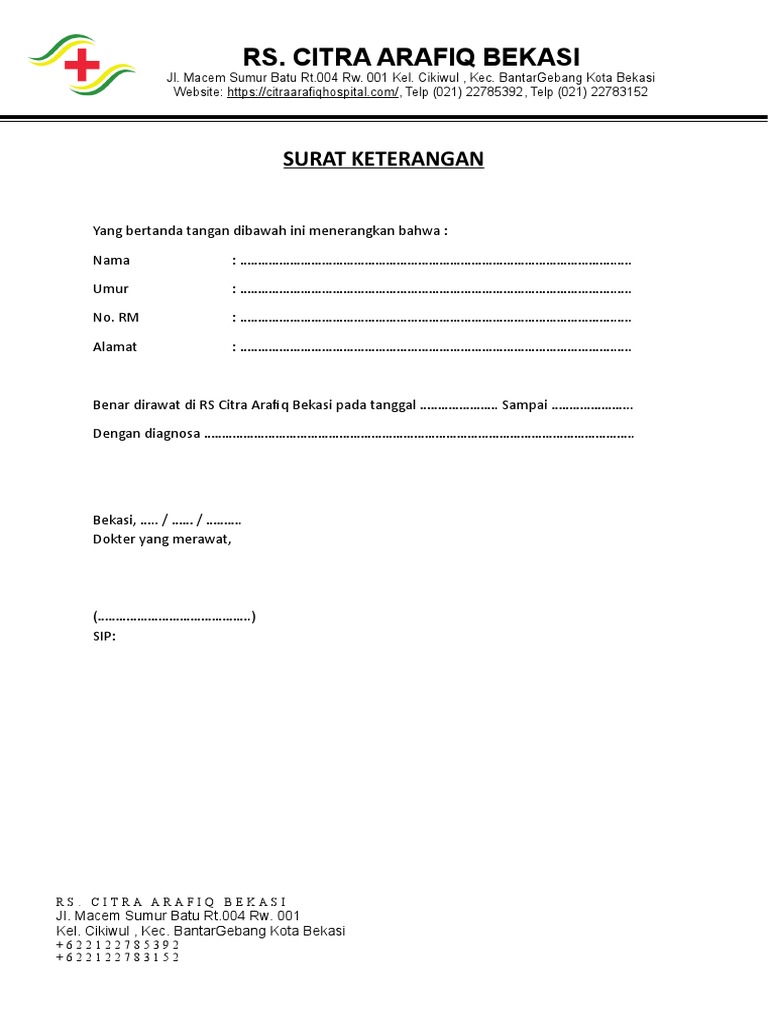 Surat Keterangan Rawat Inap | PDF