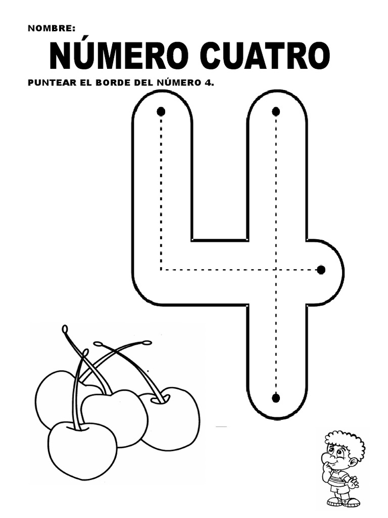 Numero Cuatro para Ninos de 4 Anos | PDF