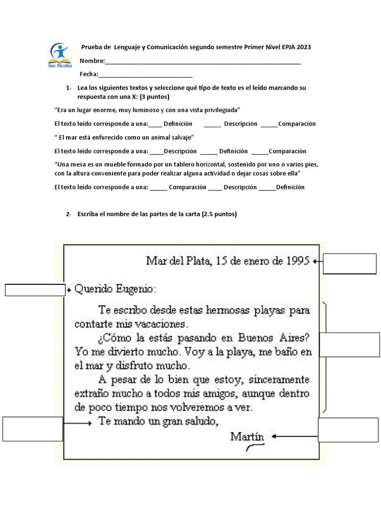 Prueba Semestral 1er Ciclo Epja | PDF