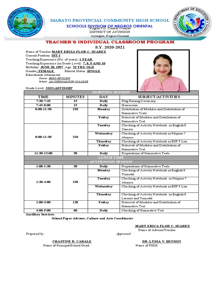 SUAREZ Classroom Prog 2020 2021 | PDF | Schools | Educational Institutions