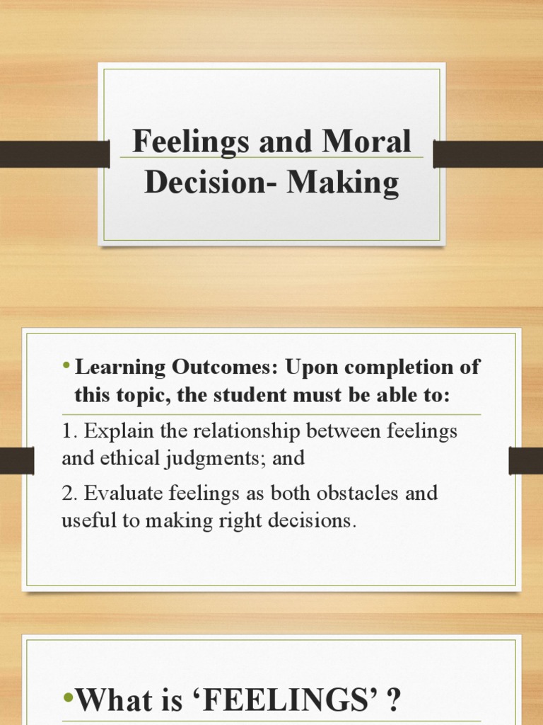 Feelings And Moral Decision Making Pdf Morality Emotions