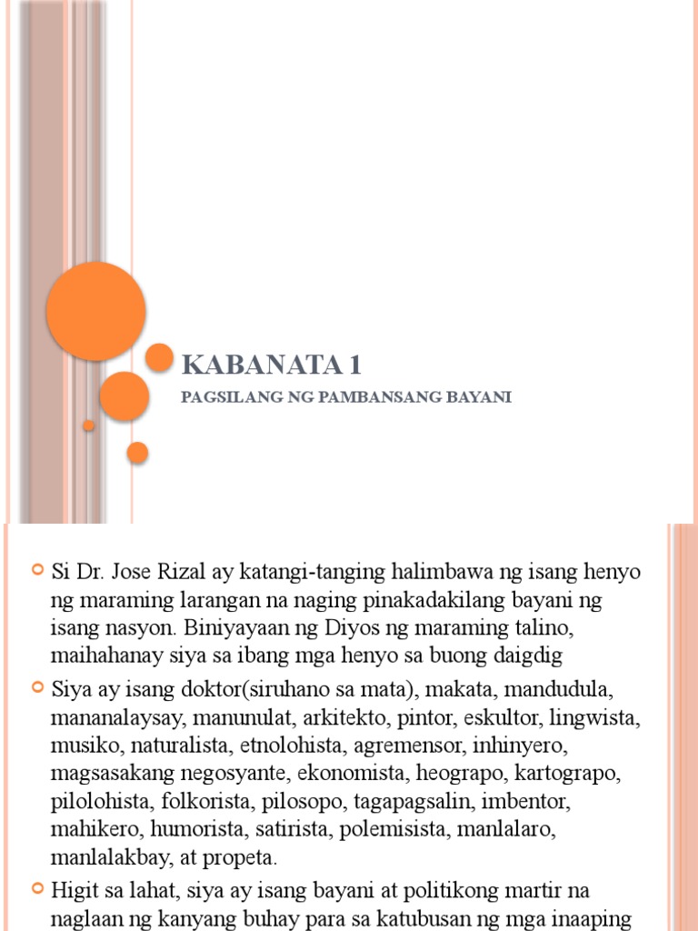 Rizal Kabanata 1 Pagsilang NG Pambansang Bayani | PDF