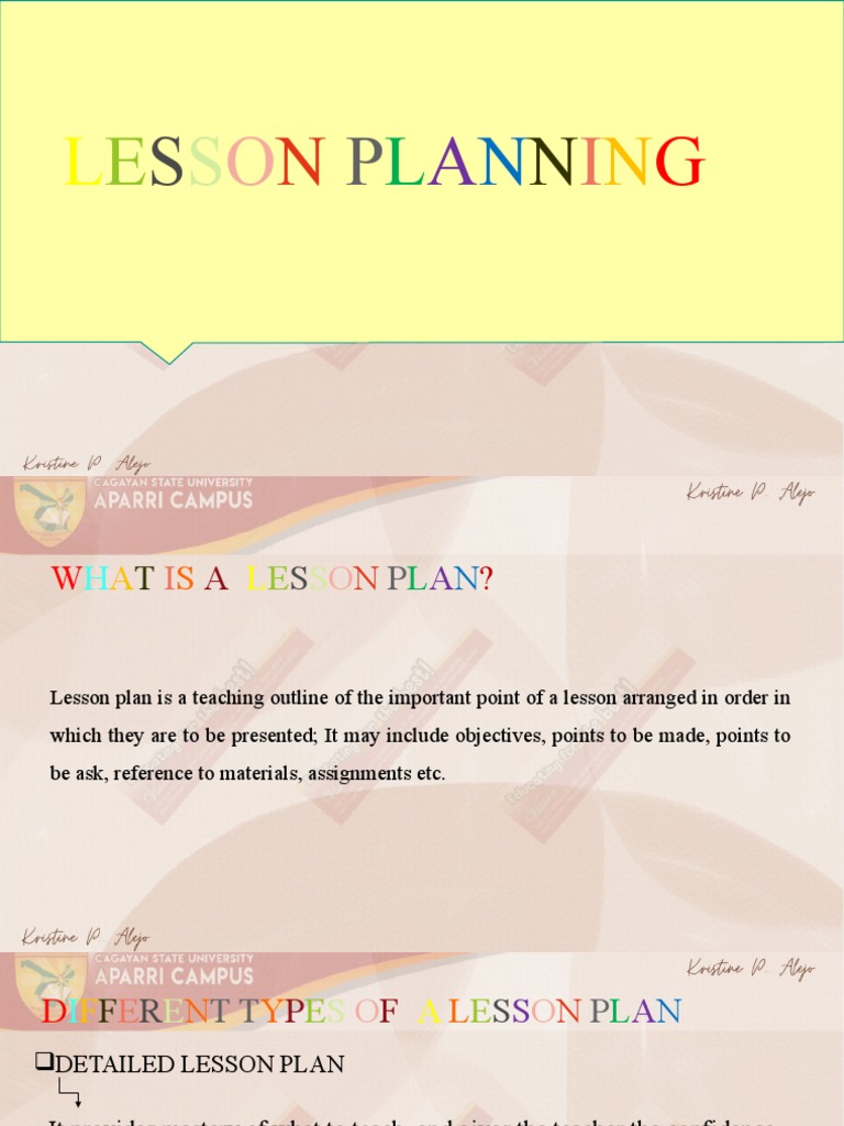 Types of Lesson Plans Explained | PDF | Lesson Plan | Learning