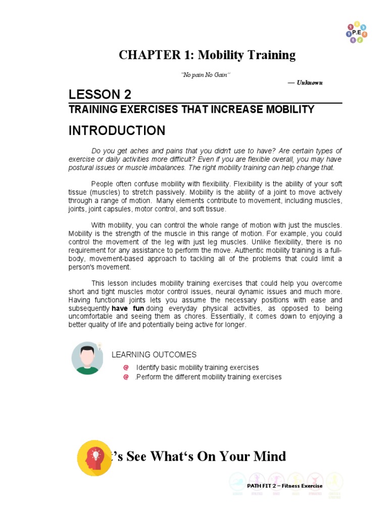 Chapter 1 Lesson 2 Training Exercises That Increase Mobility EDITED 1 1 ...