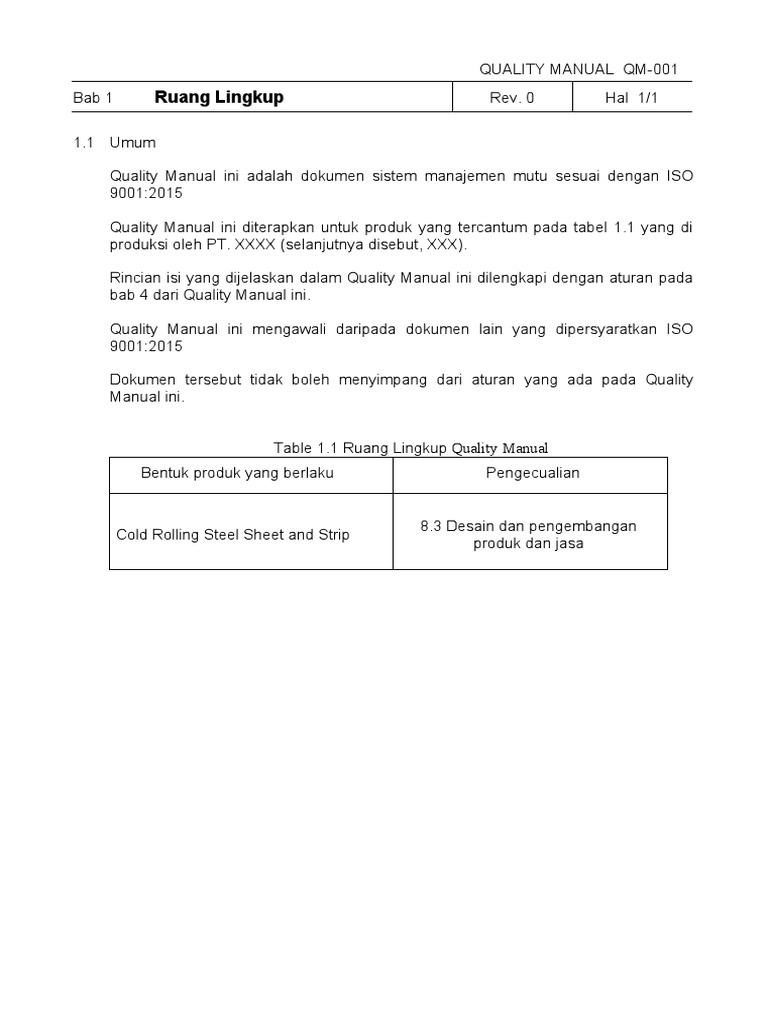 QM-001 C01 (I) Rev.0 | PDF | Teknologi & Rekayasa