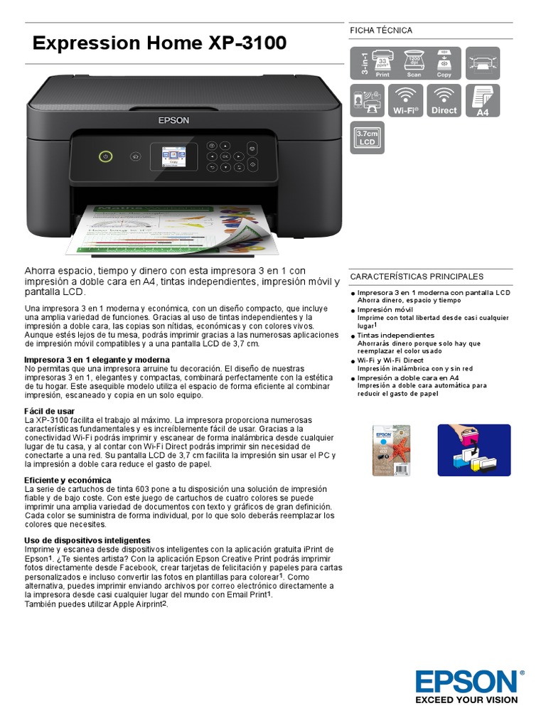 HP Expression Home XP 3100 c11cg32403 Ficha Tecnica | PDF | Impresora (Computación) | Yo pad