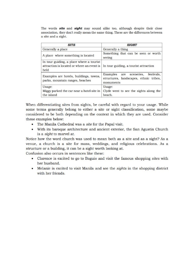 Site and Sight Features Lesson Plan | PDF