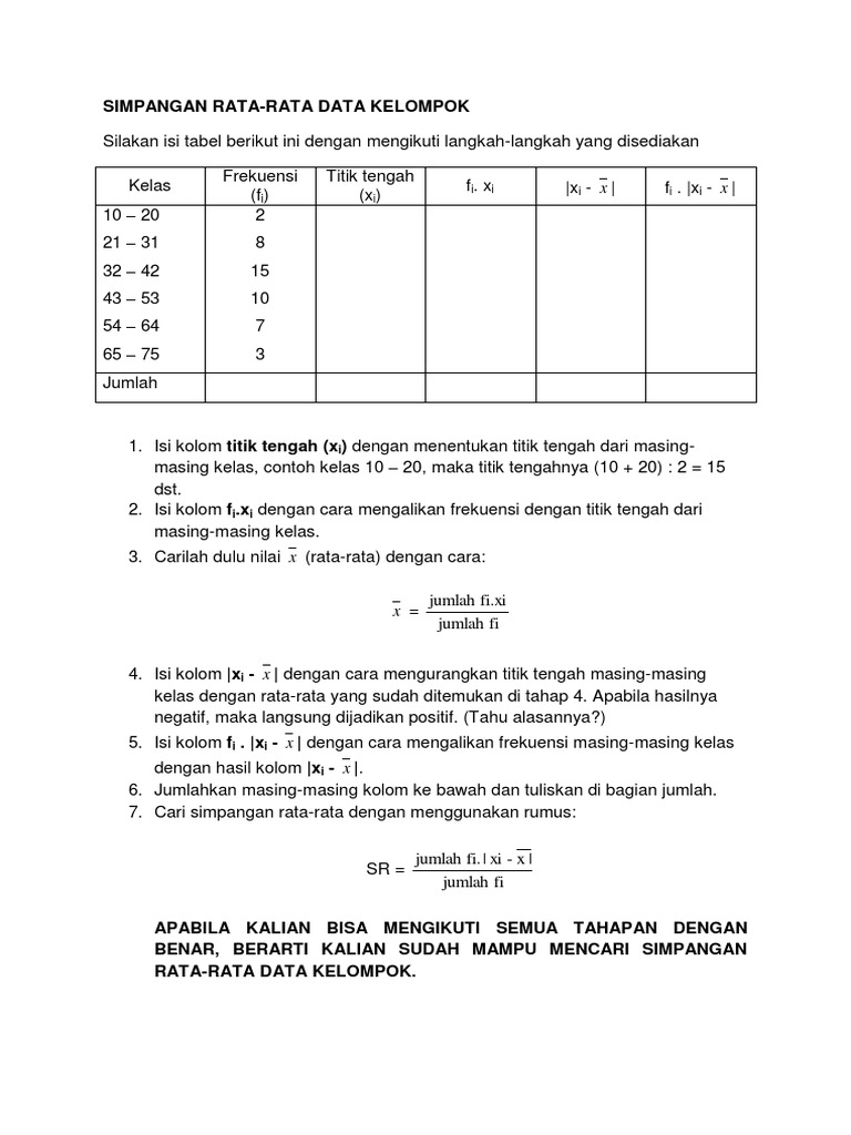 Cara Menghitung Simpangan Rata-Rata | PDF | Metode & Bahan Ajar