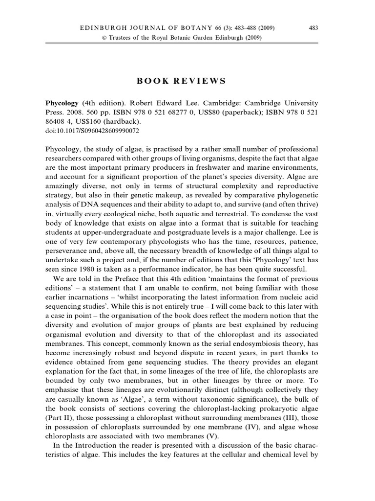 Phycology 4th Edition Robert Edward Lee | PDF | Algae | Chloroplast