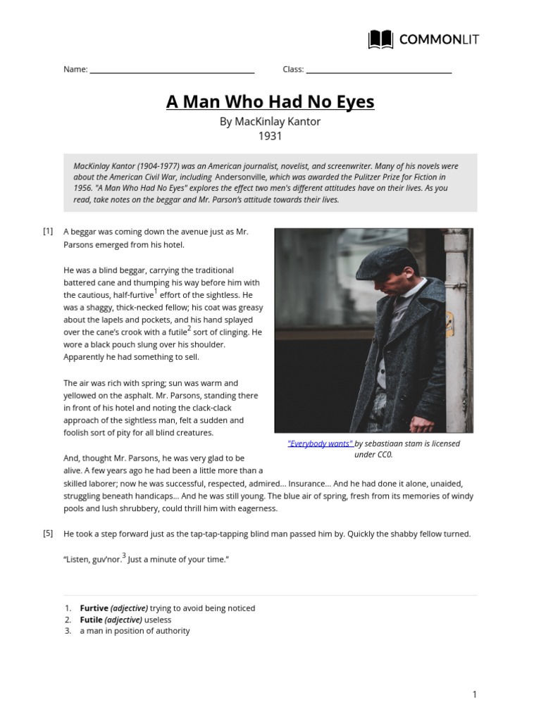 A Man Who Had No Eyes-Teacher-12 | PDF