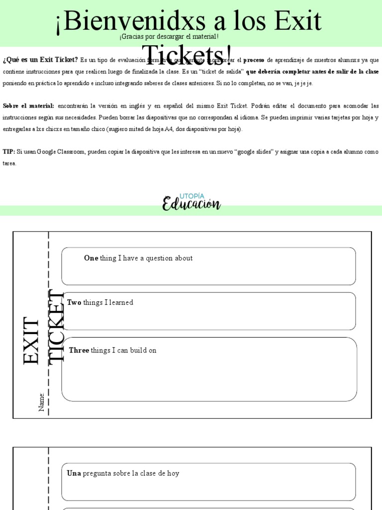 Plantillas de Exit Tickets Educativos | PDF
