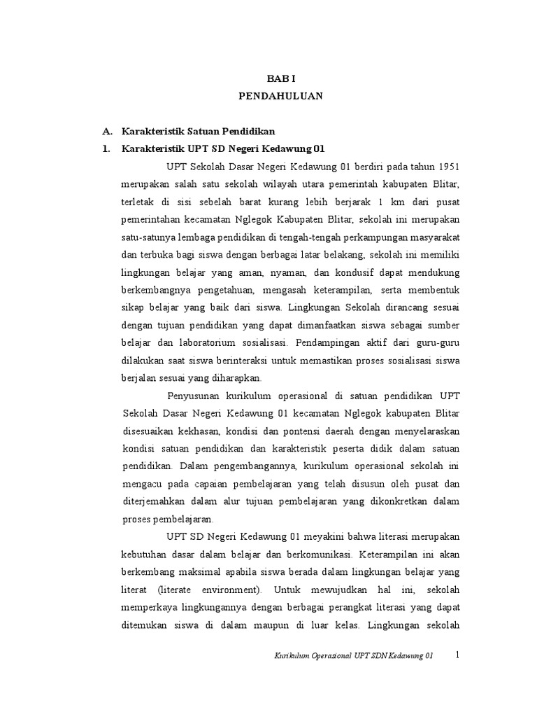 Kurikulum Operasional Sekolah-Ima | PDF