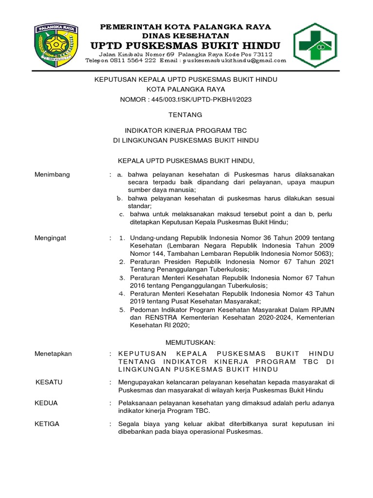 4.4.1.1 SK Indikator Kinerja Program TBC 2023 | PDF