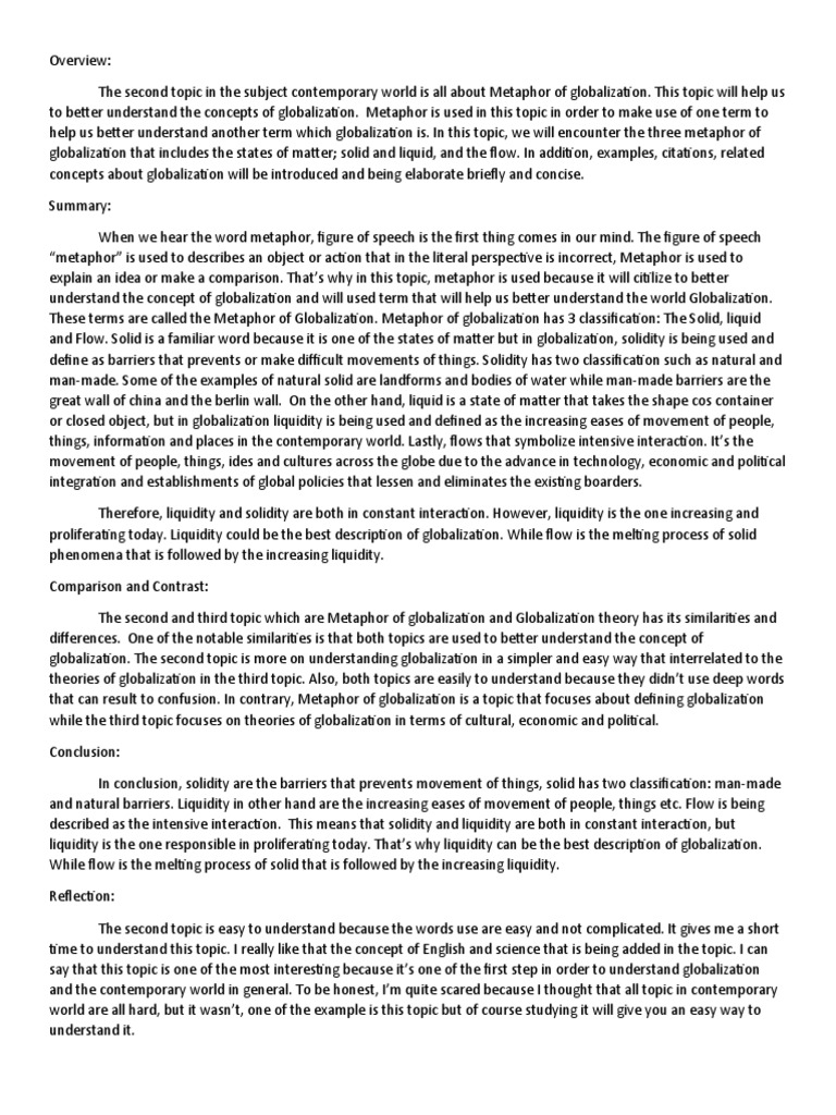 Report 2 Done | PDF | Metaphor | Globalization