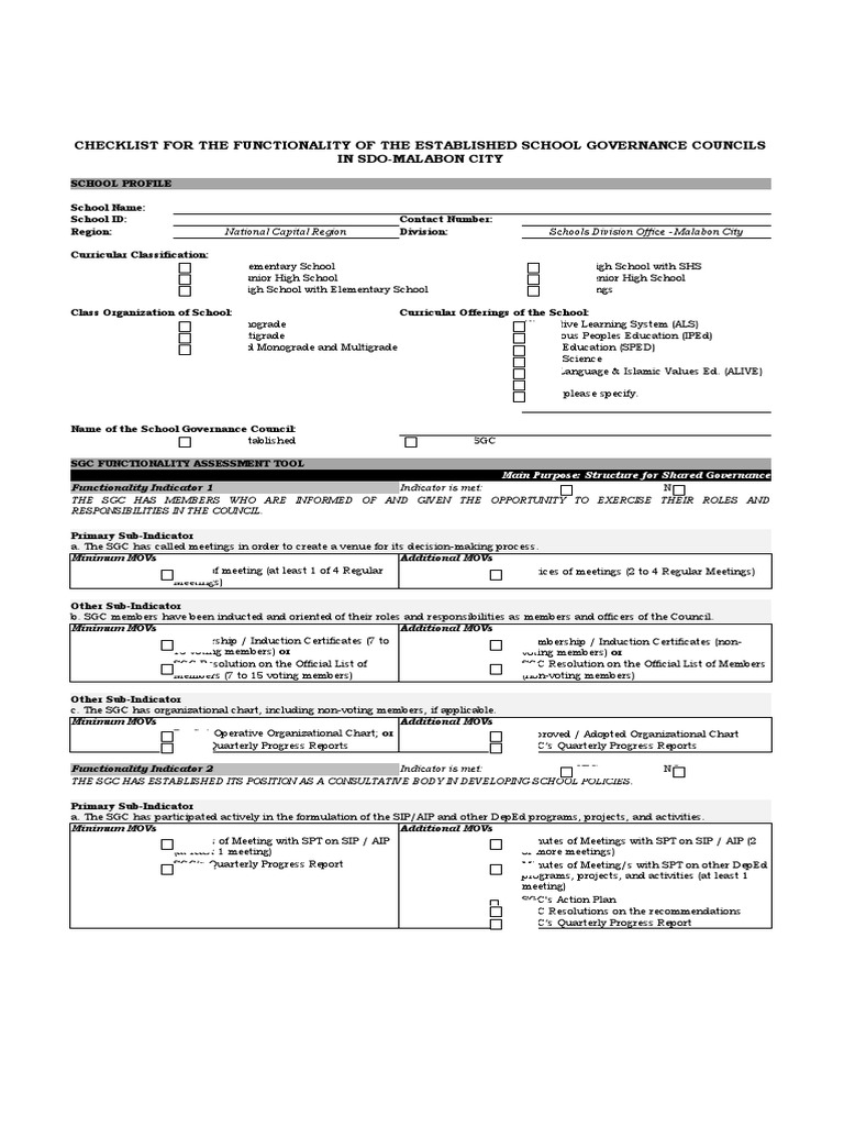 SGC Checklist | PDF | Information | Online And Offline