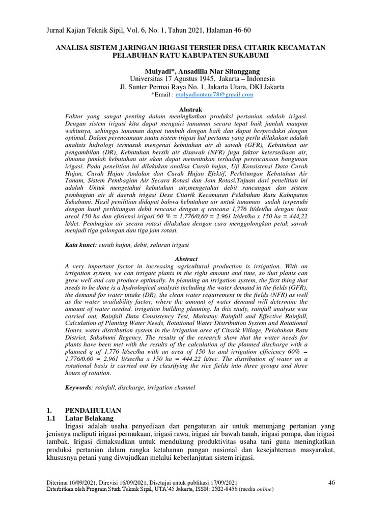Analisa Sistem Jaringan Irigasi Tersier 8dc78903 | PDF | Griya & Taman