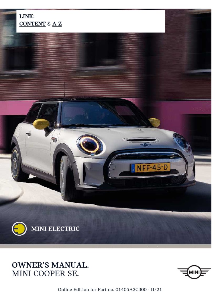 MINI Owners Manual F56 Cooper SE SOP 3-2022 | PDF | Menu (Computing ...