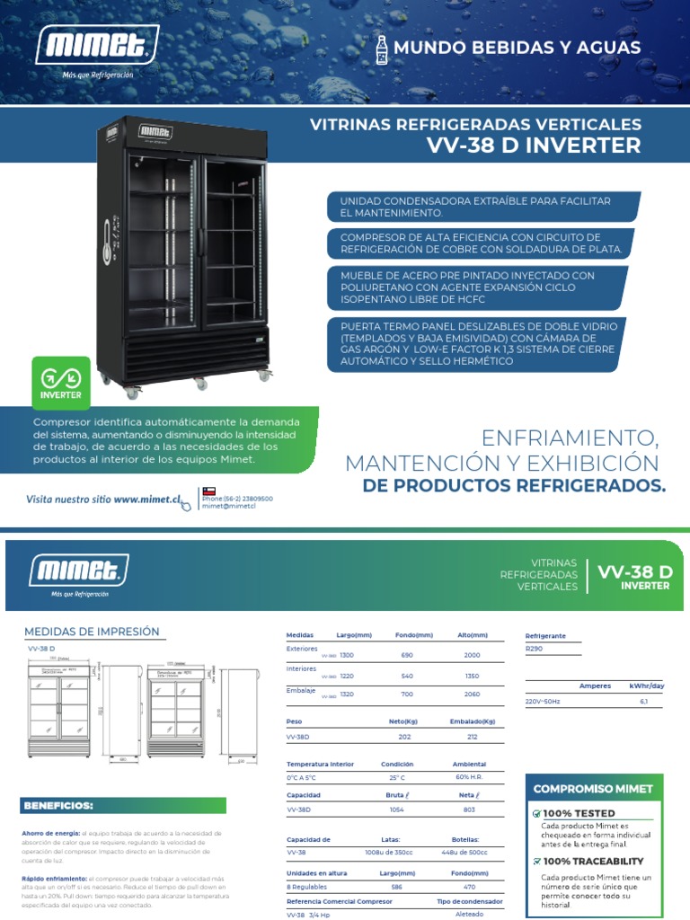 Vitrinas Refrigeradas VV-38D Mimet | PDF | Cantidades fisicas ...