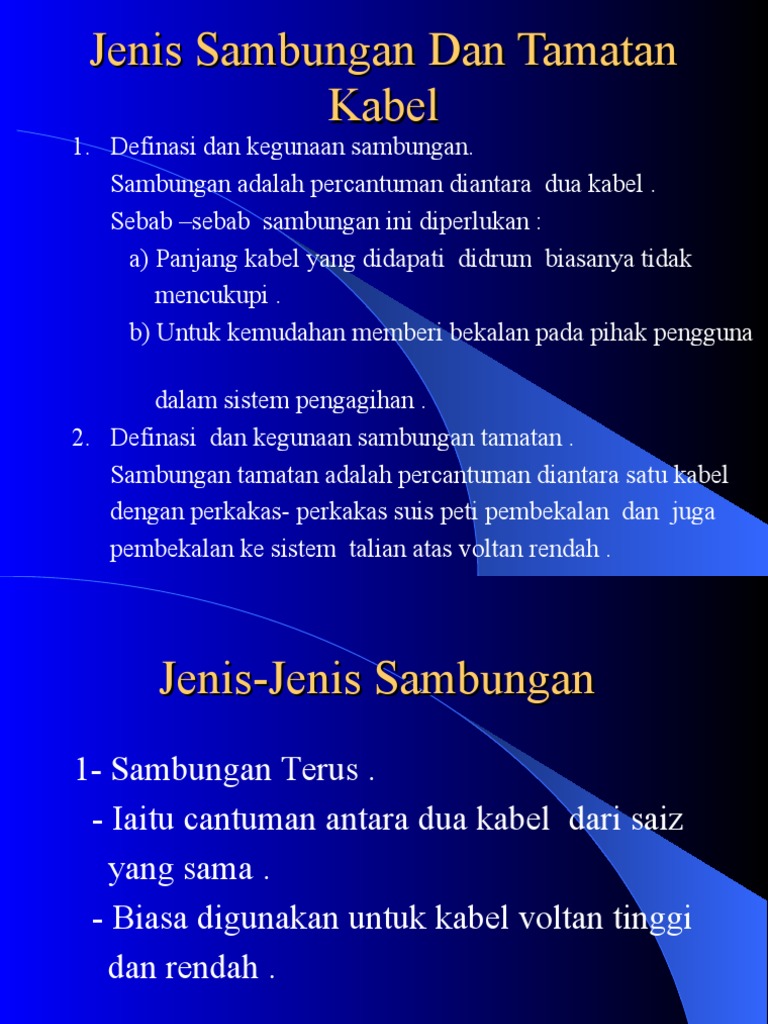 Jenis Sambungan Dan Tamatan Kabel | PDF