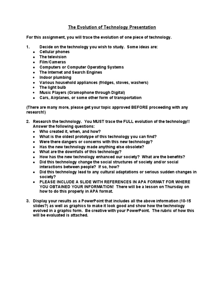 The Evolution of Technology Project | PDF | Computers
