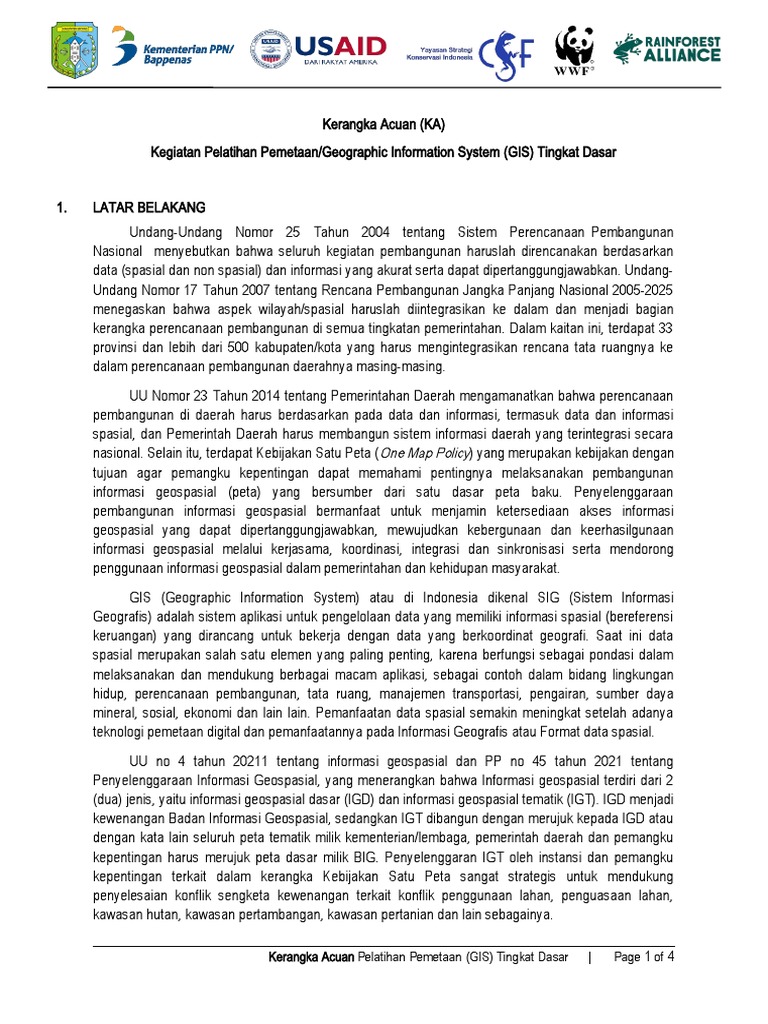 TOR Pelatihan GIS Edit | PDF | Sains & Matematika | Komputer