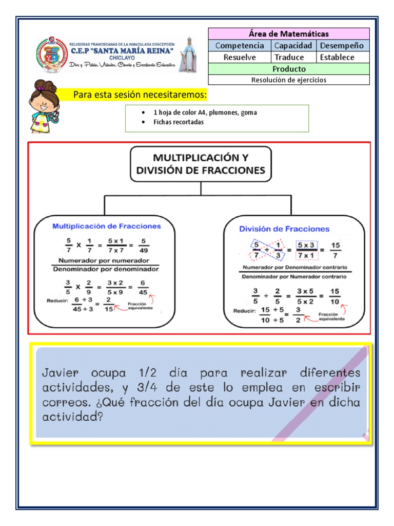 FICHA FRACCIONES Division y Multiplicacion | PDF