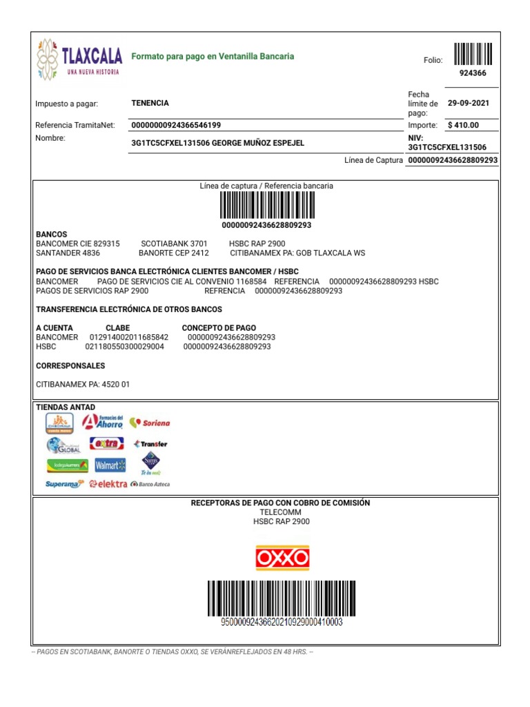 Formato de Pago en Ventanilla Bancaria | PDF | Bancario | Servicios financieros