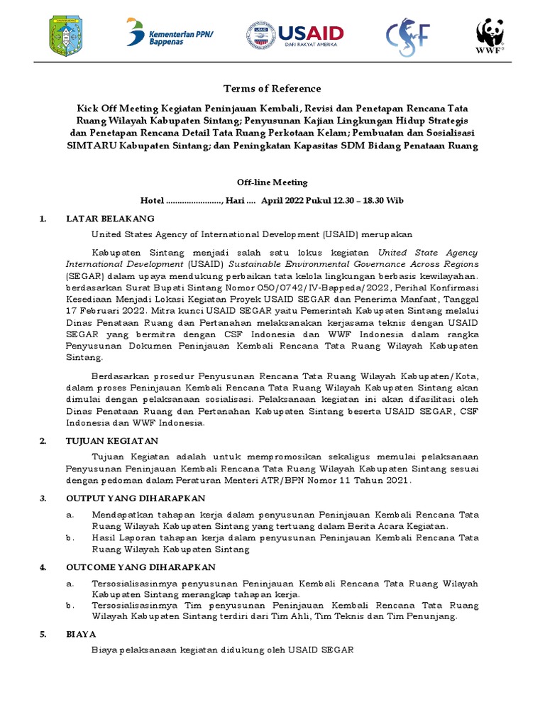 Terms of Reference TOR KickOff | PDF