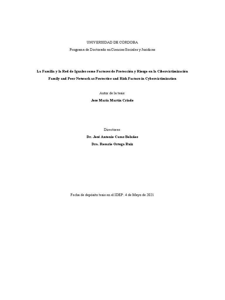 Familia Como Factor Protector y de Riesgo en La Victimización | PDF ...
