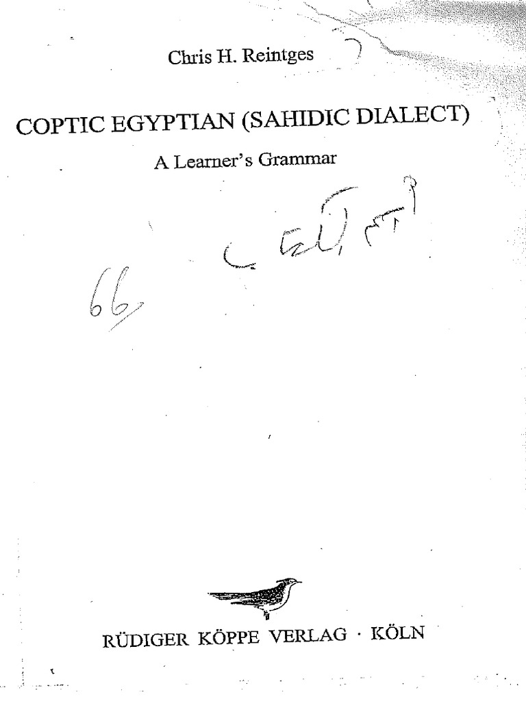 Reintges C.H. - Coptic Egyptian (Sahidic Dialect) - A Learner's Grammar ...