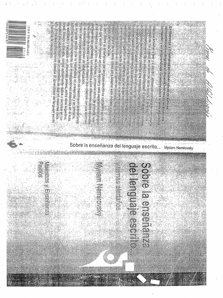 Sobre La Enseñanza Del Lenguaje Escrito - Myriam Nemirovsky | PDF