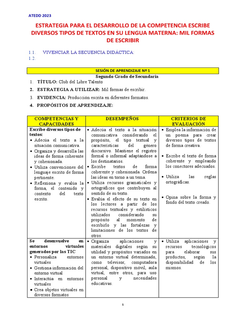 Estrategia 01 - Mil Formas de Escribir | Descargar gratis PDF ...